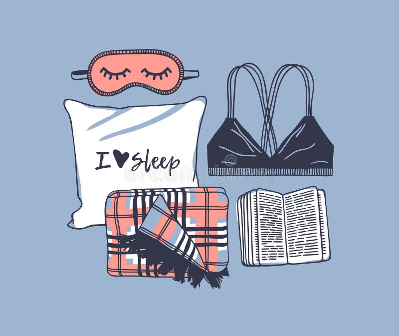 Hand Drawn Objects about Sleep Routines and Text.Vector Cozy ...