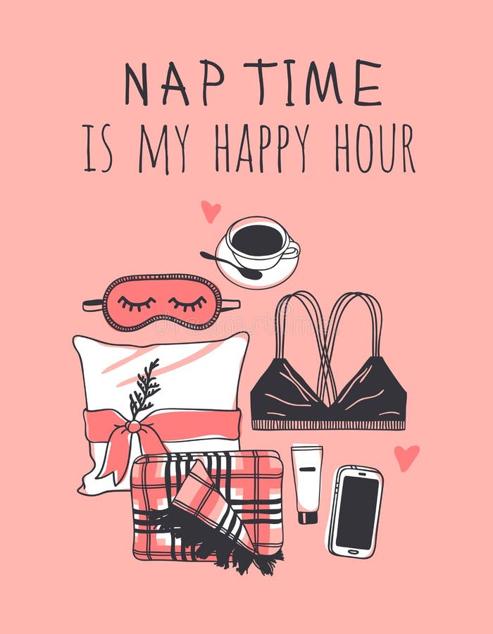 Hand Drawn Objects about Sleep Routines and Text.Vector Cozy ...
