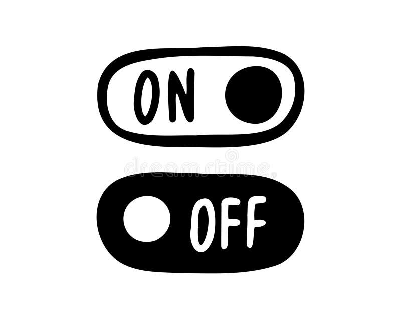 Hand Drawn on Off Doodle Icon. Switch Button. Vector Style Buttons ...