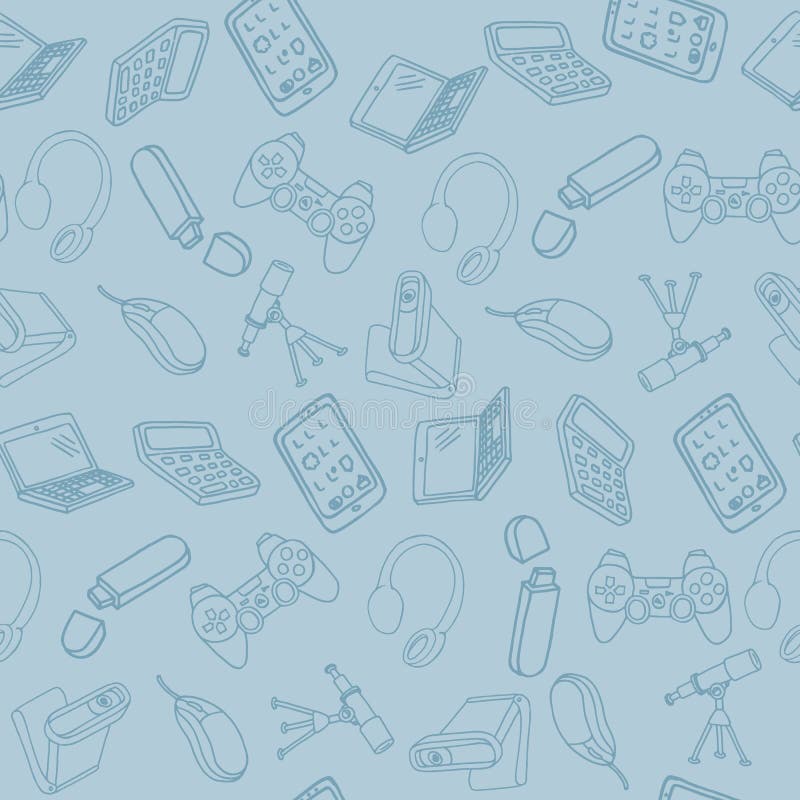 Hand Drawn Office Supplies in Seamless Pattern Stock Vector ...