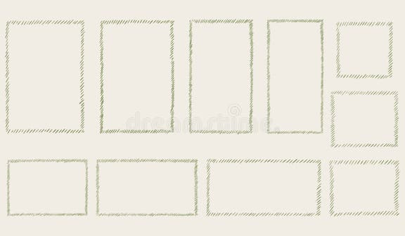 Hand Drawn Old Frame Set. Chalk Scribble Striped Pencil Texture Doodle ...