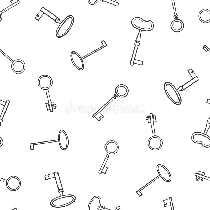 Hand Drawn Old Keys. Vector Seamless Pattern Stock Vector ...