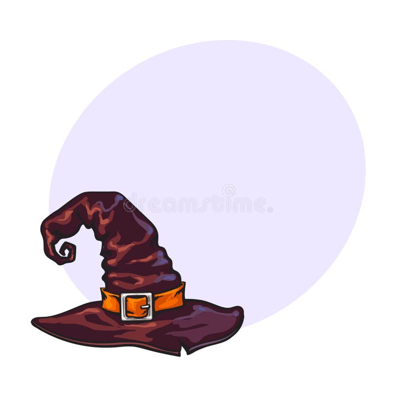 Hand Drawn Old Witch, Wizard Pointed Hat, Halloween Decoration Element ...