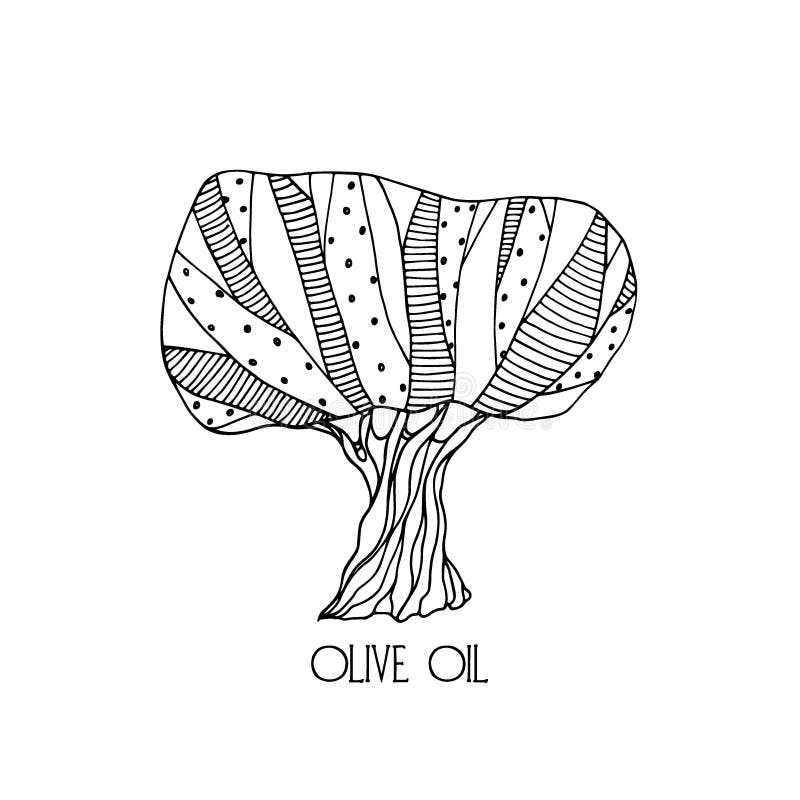 Hand drawn olive tree stock vector. Illustration of decoration - 124256213