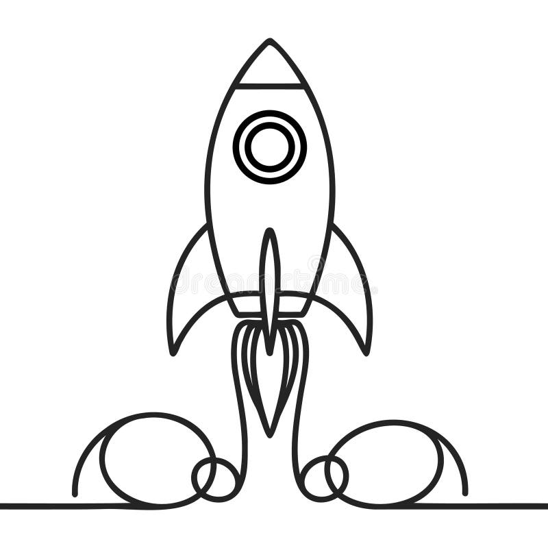 Hand Drawn One Line Vector. One Continuous Line Drawing of Simple Retro ...