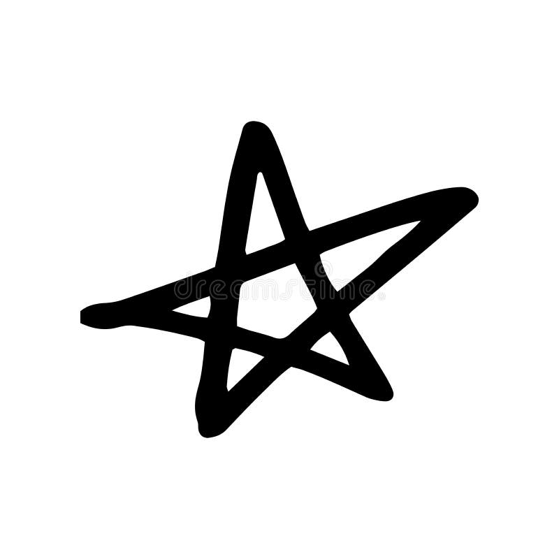 Hand Drawn One Star. Simple Doodle Style Icon. Single, Careless Painted ...