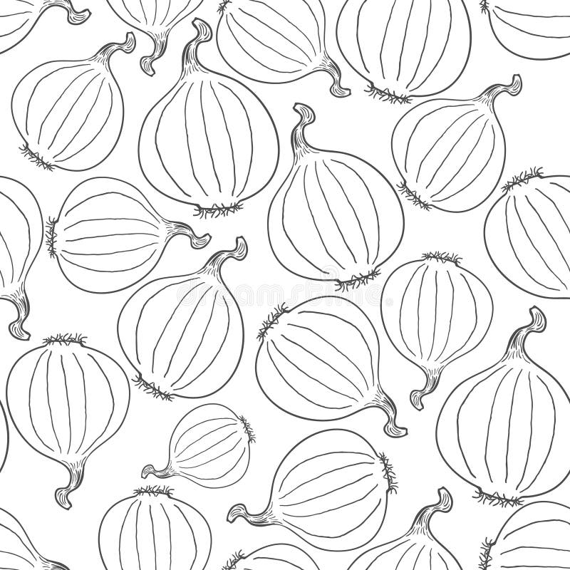 Hand Drawn Onion Seamless Pattern Background. Vector Stock Vector ...