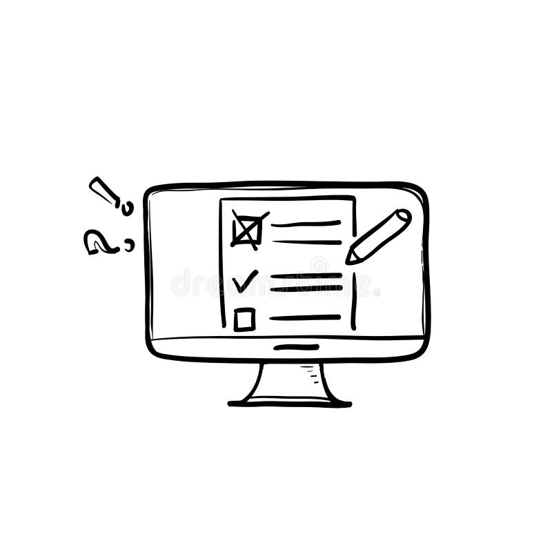 Hand Drawn Online Exam, Checklist and Pencil, Taking Test, Choosing ...