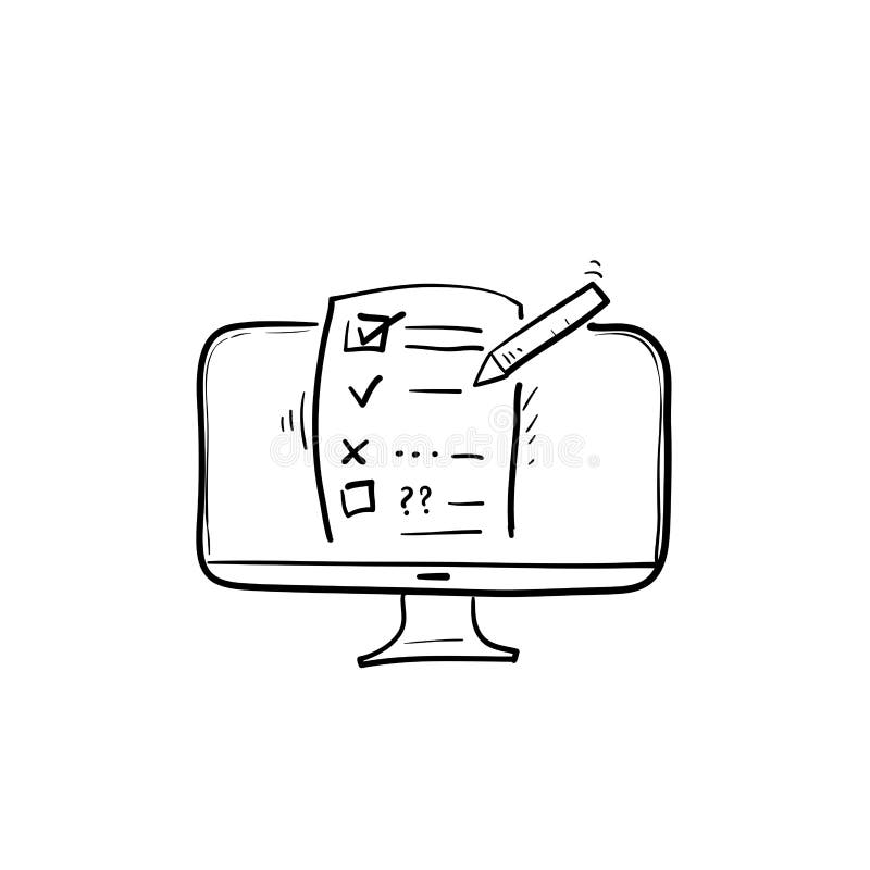 Hand Drawn Online Exam, Checklist and Pencil, Taking Test, Choosing ...