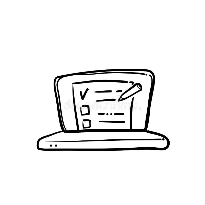 Hand Drawn Online Exam, Checklist And Pencil, Taking Test, Choosing ...