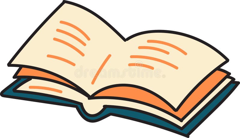 Hand Drawn Open Book in Flat Style Stock Vector - Illustration of ...