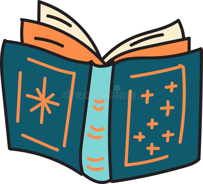 Hand Drawn Open Book in Flat Style Stock Vector - Illustration of ...