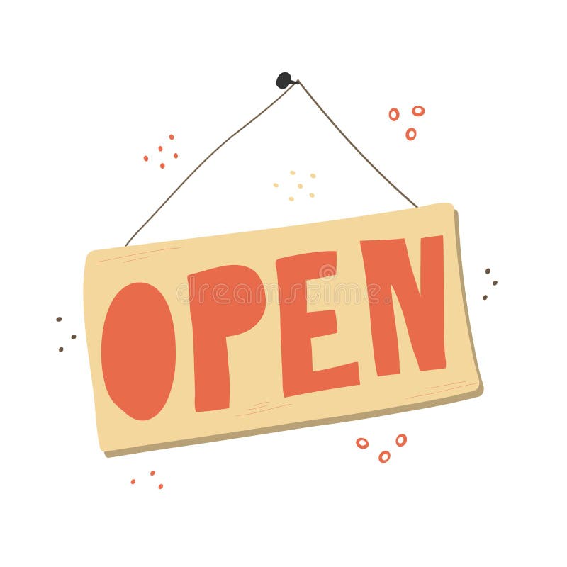 Hand Drawn Open Door Sign in Scandinavian Style Stock Vector ...