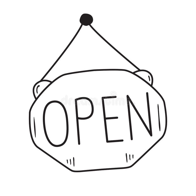 Hand Drawn Open Sign Sketch. Doodle Style. Stock Vector - Illustration ...