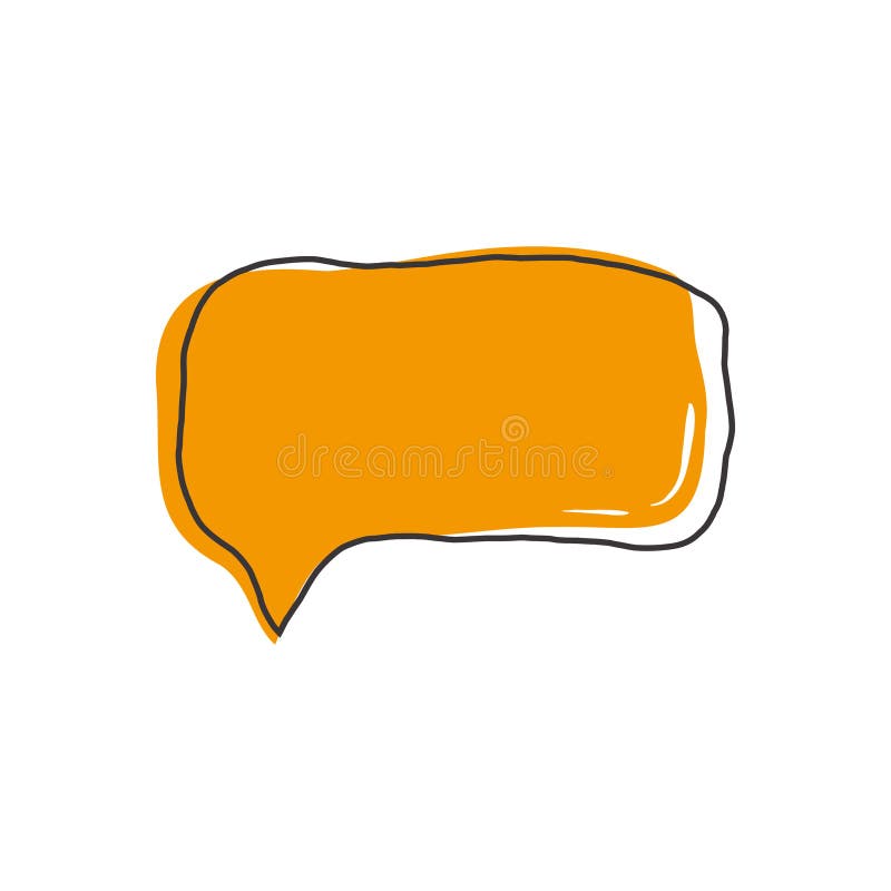 Hand-drawn Orange Speech Bubble with Black Outline on a Clean White ...