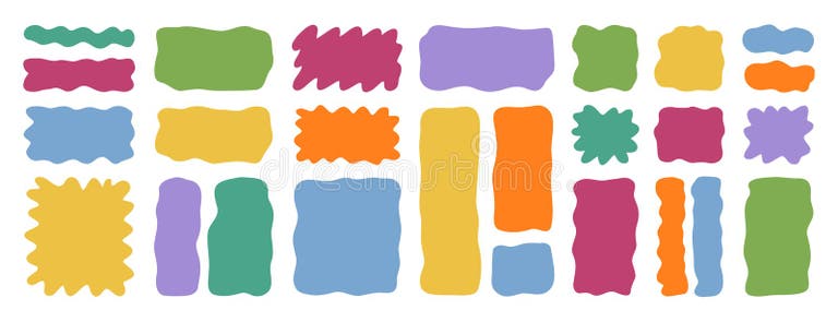 Hand Drawn Organic Liquid Rectangle Frame Shapes Set. Vector Fluid ...