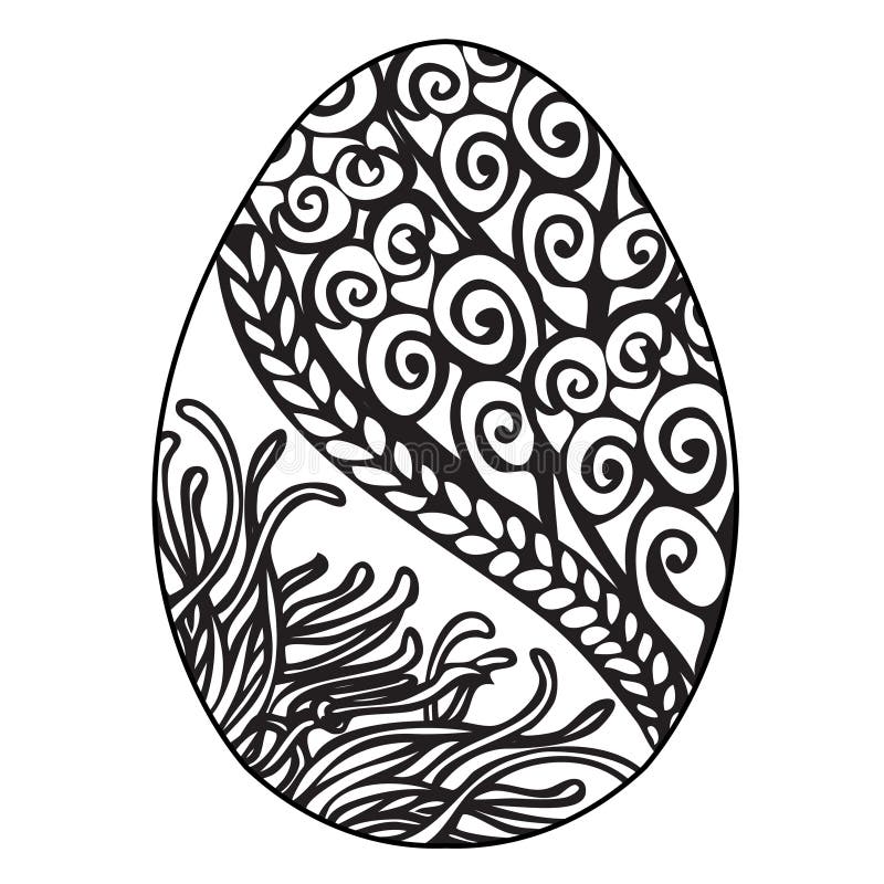 Hand Drawn Ornamental Easter Eggs for Coloring Book for Adult an Stock ...