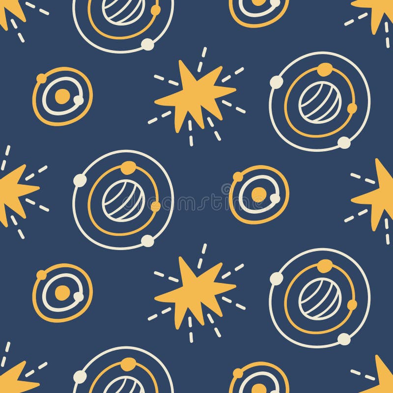 Hand Drawn Outer Space Seamless Pattern Stock Vector - Illustration of ...
