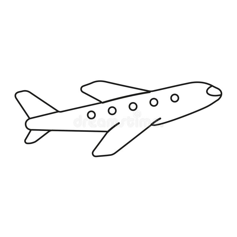 Hand Drawn Outline Airplane Isolated on White Background Stock Vector ...