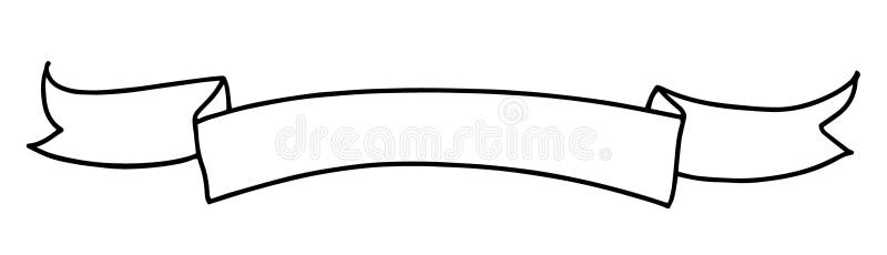 Hand Drawn Outline Art of Ribbon or Label Stock Vector - Illustration ...