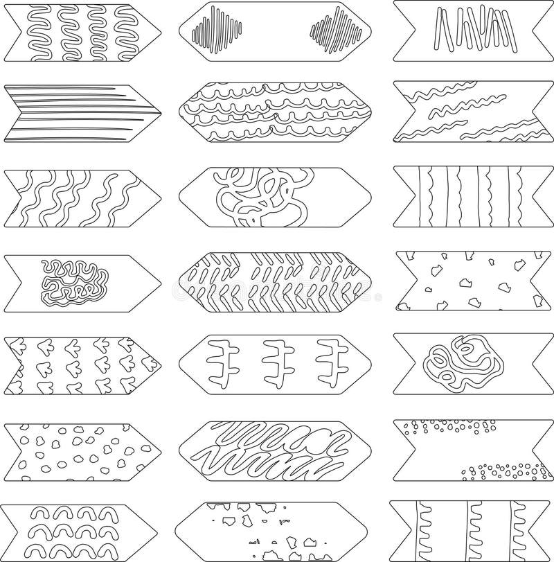 Template Outline Hand Drawn Cute Bookmarks, Stickers Stock Illustration ...