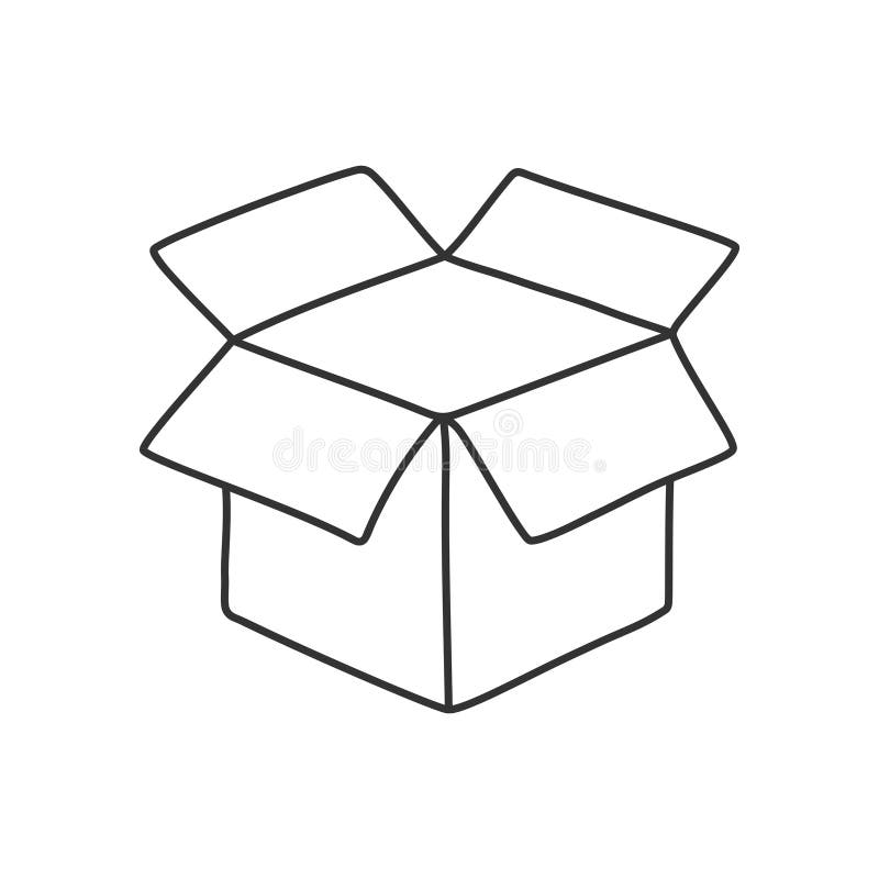 Hand Drawn Outline Box Open Icon Simple Silhouette Flat Style Stock ...