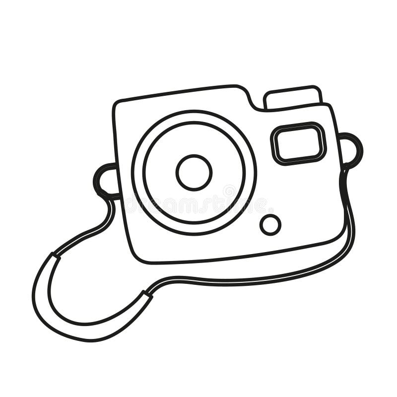Hand Drawn Outline Camera Isolated on White Background Stock Vector ...