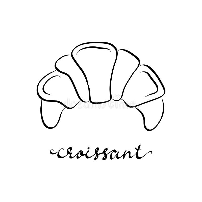 Hand Drawn Outline Croissant with Lettering. Stock Vector ...