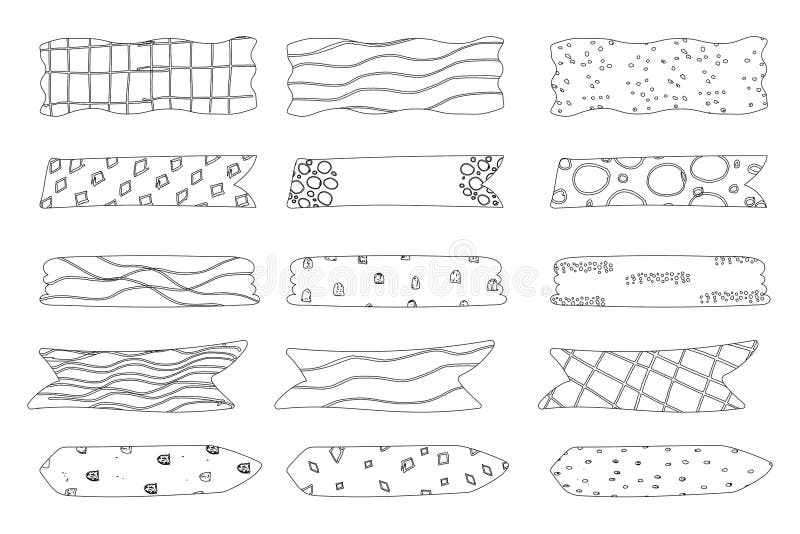 Template Outline Hand Drawn Cute Bookmarks, Stickers Stock Illustration ...