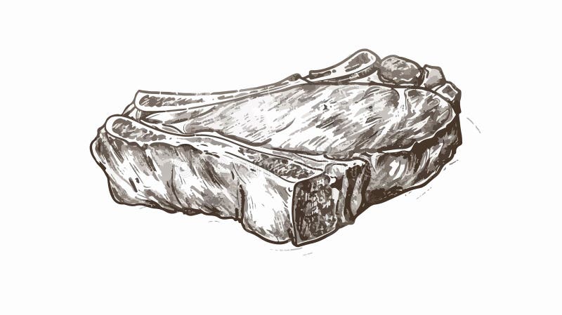 Hand Drawn Beef Steak Outline with Smoke, Culinary Doodle Illustration ...