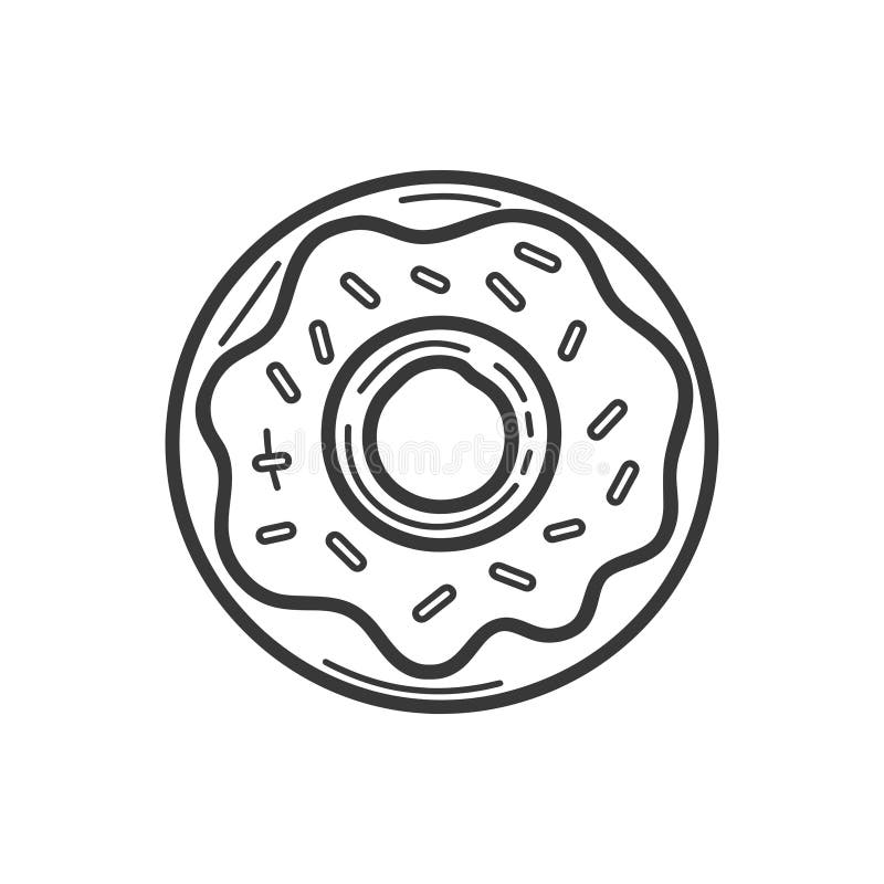 A Hand-Drawn Outline of a Glazed Donut with Sprinkles Stock ...