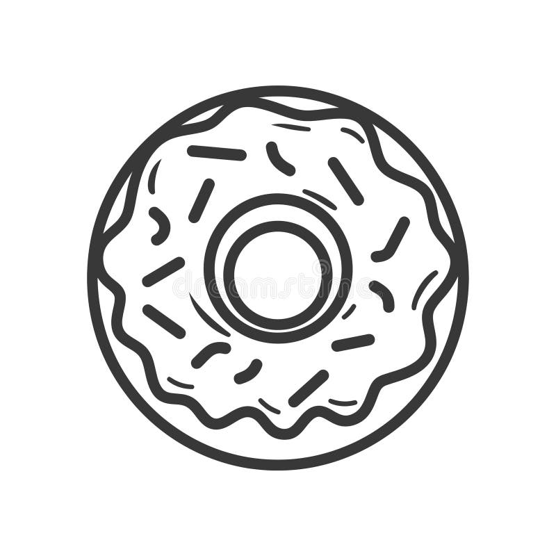 Hand-drawn Outline of a Glazed Donut with Sprinkles Stock Illustration ...