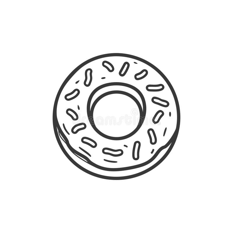 Hand-drawn Outline Illustration of a Donut with Sprinkles Stock ...