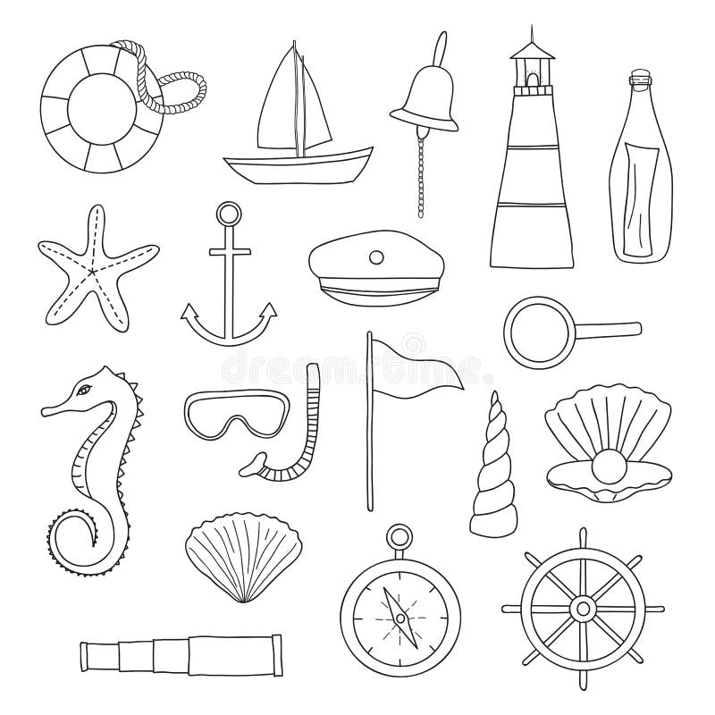 Nautical items stock illustration. Illustration of painting - 75429024