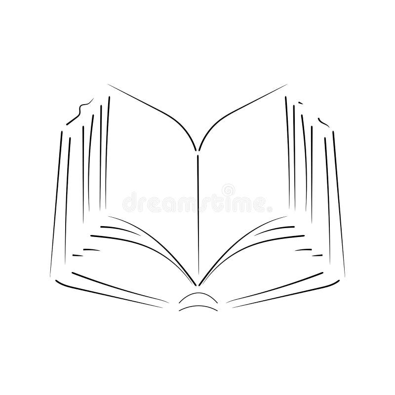Hand Drawn Outline of an Open Book Stock Vector - Illustration of page ...