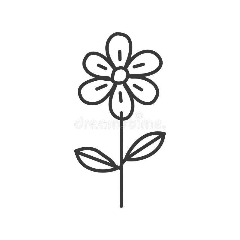 Flower With Stem Outline Clipart