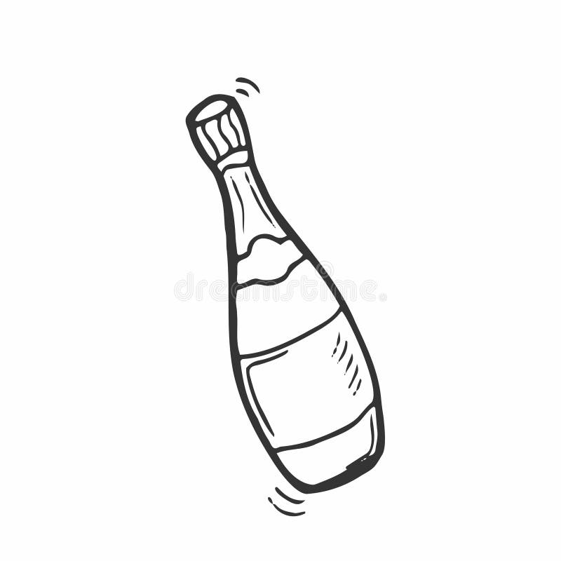 Hand Drawn Outline Sketch of Champagne Bottle Vector Illustration ...