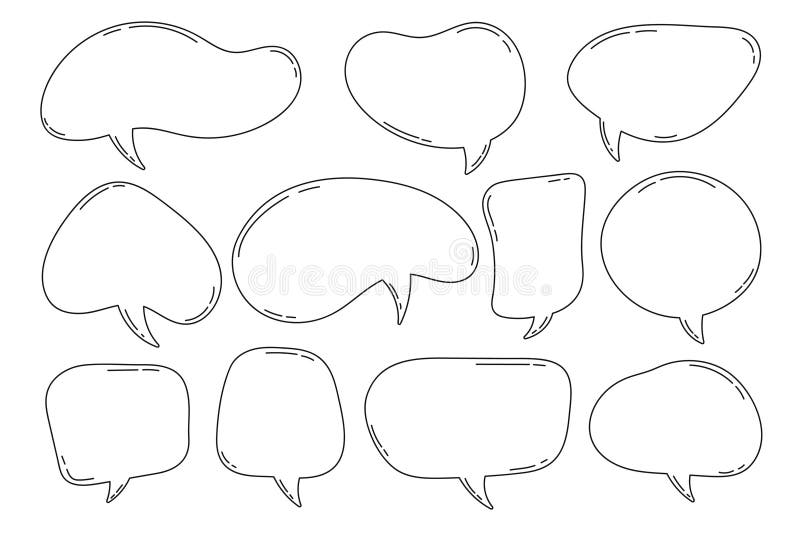 Hand Drawn Outline Speech Bubbles Collection Stock Illustration ...