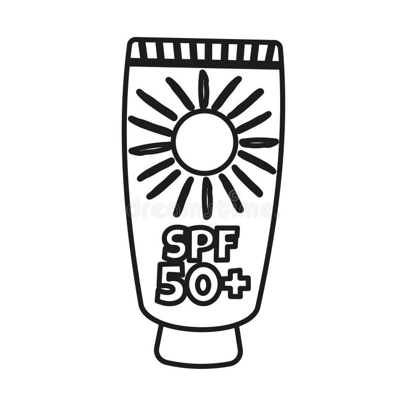Hand Drawn Outline Sunscreen Isolated on White Background Stock Vector ...