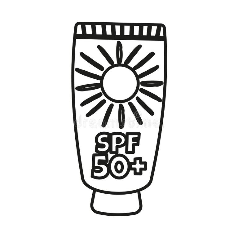 Hand Drawn Outline Sunscreen Isolated on White Background Stock Vector ...