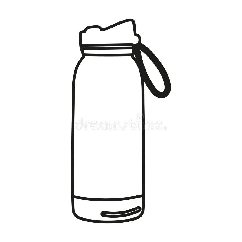 Hand Drawn Outline Water Bottle Isolated on White Background Stock ...