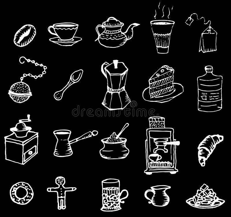 Hand-drawn Outlines on Coffee and Tea Cup. Cafe or Restaurant Stock ...