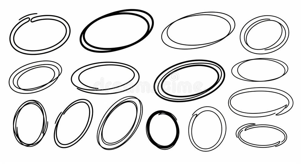 Hand Drawn Oval and Circle Frames Stock Illustration - Illustration of ...