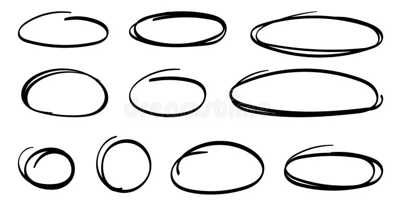 Hand Drawn Ovals. Highlight Circles Set. Line Art Stock Vector ...
