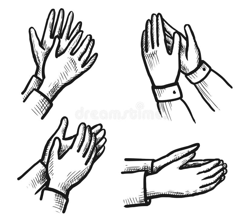 Hand Drawn Hand Ovation Sketch Isolated Icon Set Stock Vector ...