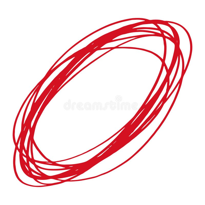 Overlapping Multiple Red Lines Circles Hand Drawn Oval Shape Strokes ...