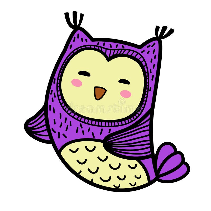 Hand Drawn Owl Character Illustration Stock Vector - Illustration of ...