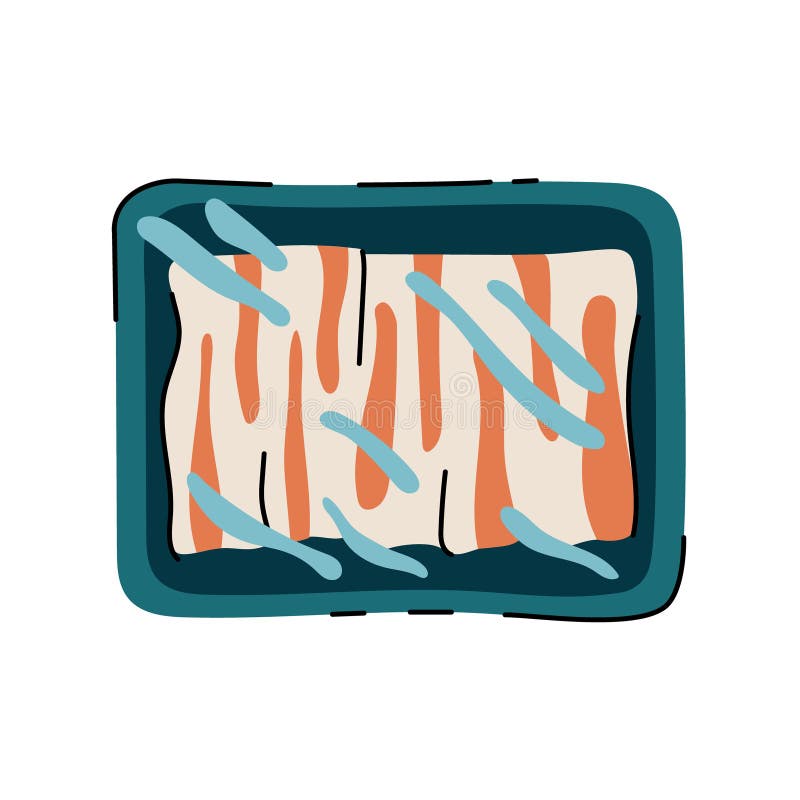 Hand Drawn Packaged Bacon Color Element. Cartoon Unprocessed Food Stock ...