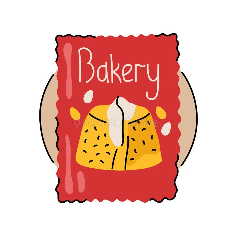 Hand Drawn Packaged Cupcake Color Element. Cartoon Unprocessed Food ...