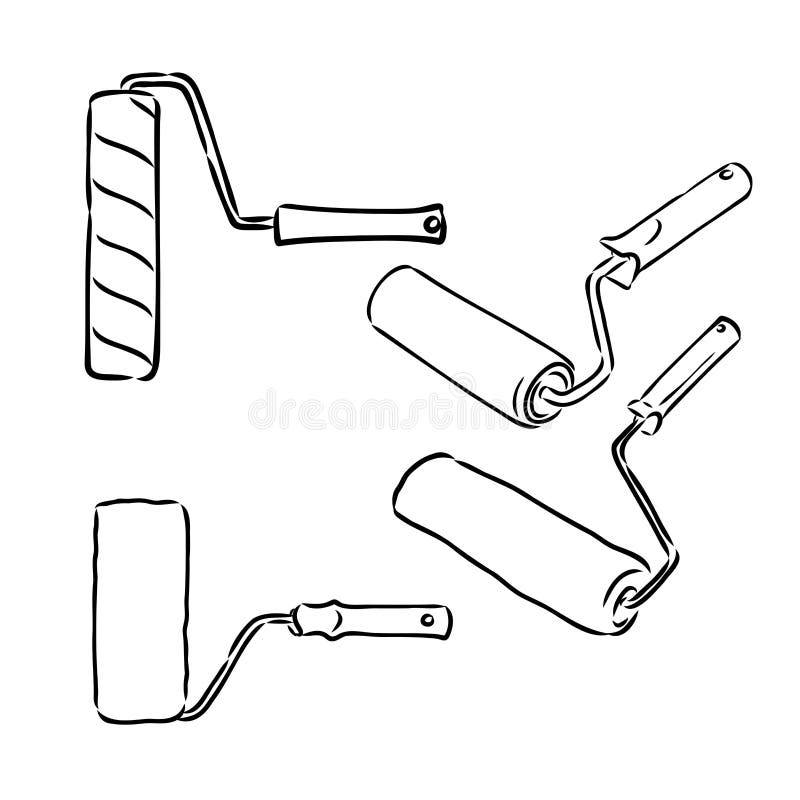 Hand Drawn Paint Roller Illustration Paint Roller Vector Stock Vector ...